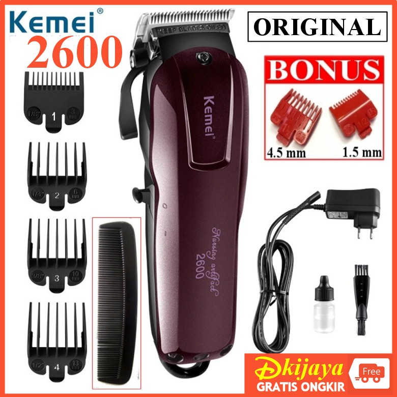 Jual Alat Cukur Rambut Kemei KM-2600 Rechargeable Professional Electric Hair Clipper Hair ...