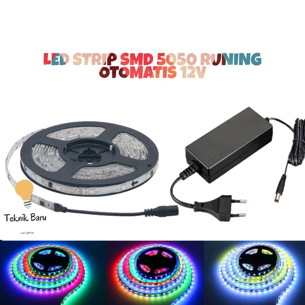 Jual LAMPU LED STRIP RUNNING 5050 5M PLUS ADAPTOR LED RGB 150LED HORSE ...