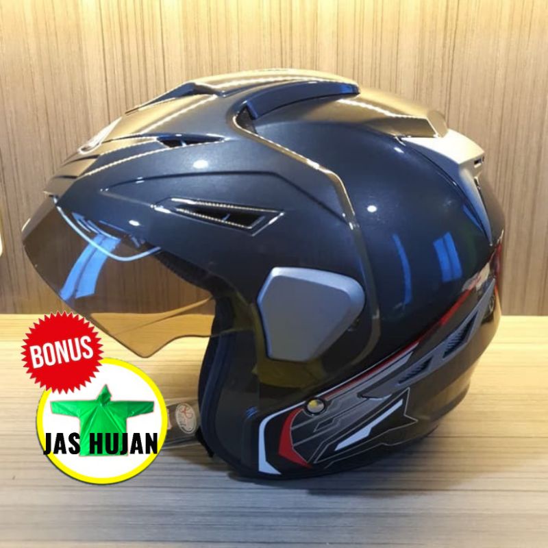 Jual FORCE Helm Motor SNI Half Face Double Visor Pria Laki Cowok Dewasa ...