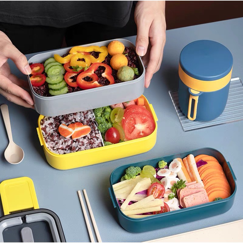Jual Lunch Box Kotak Makan Portable Double Layers | Shopee Indonesia