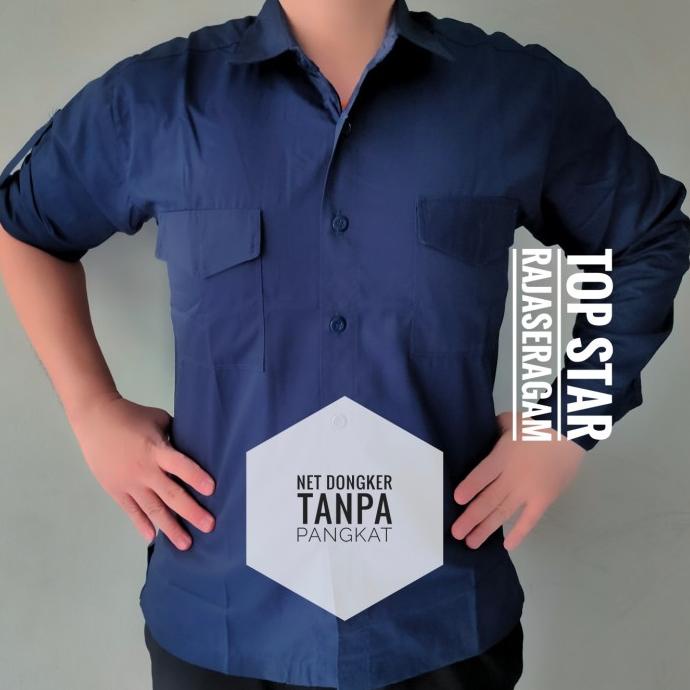 Jual Kemeja Net TV Tanpa Pangkat Biru Navy Dongker Seragam PDH PDL ...