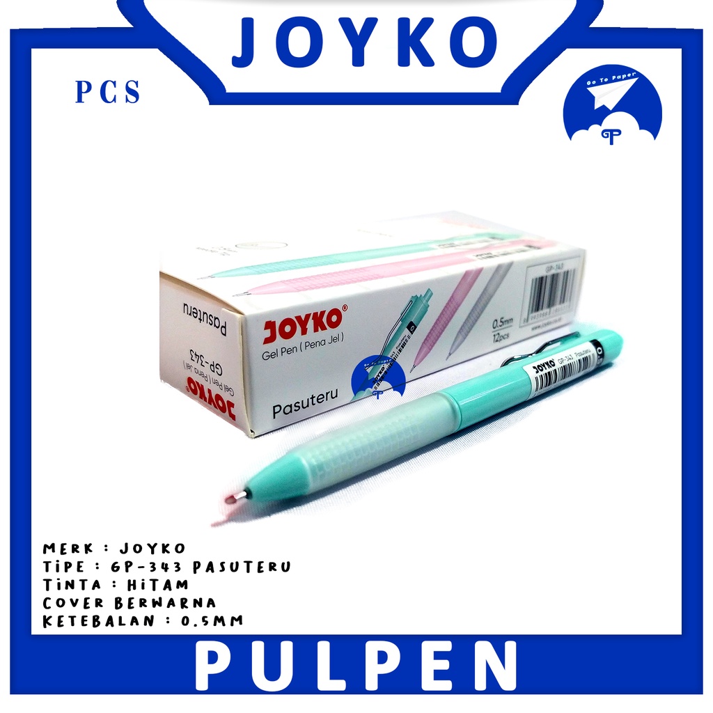 Jual JOYKO - Pulpen Gel Pen GP 343 Pasuteru Tinta Hitam - Pcs | Shopee ...