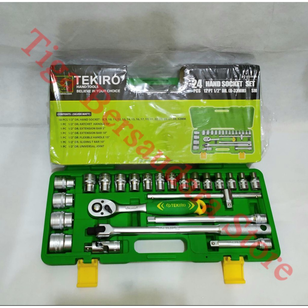Jual Kunci Sok Set 24 pcs Tekiro Hand Socket 1/2" DR. 12 PT 8-32 mm Box PVC | Shopee Indonesia