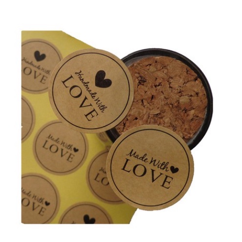 Jual sticker packaging tulisan handmade with love sticker brand produk ...