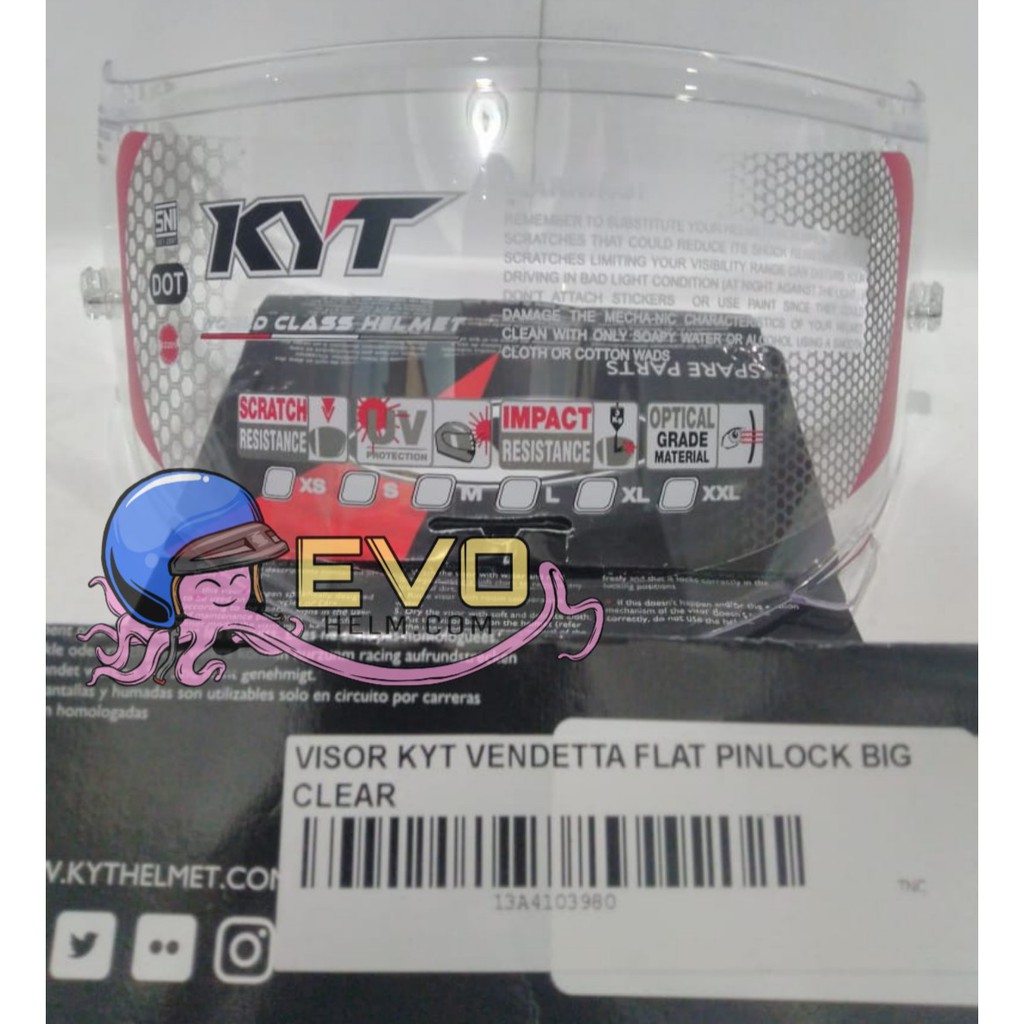 Jual VISOR KYT VENDETTA FLAT PINLOCK BIG - CLEAR | Shopee Indonesia
