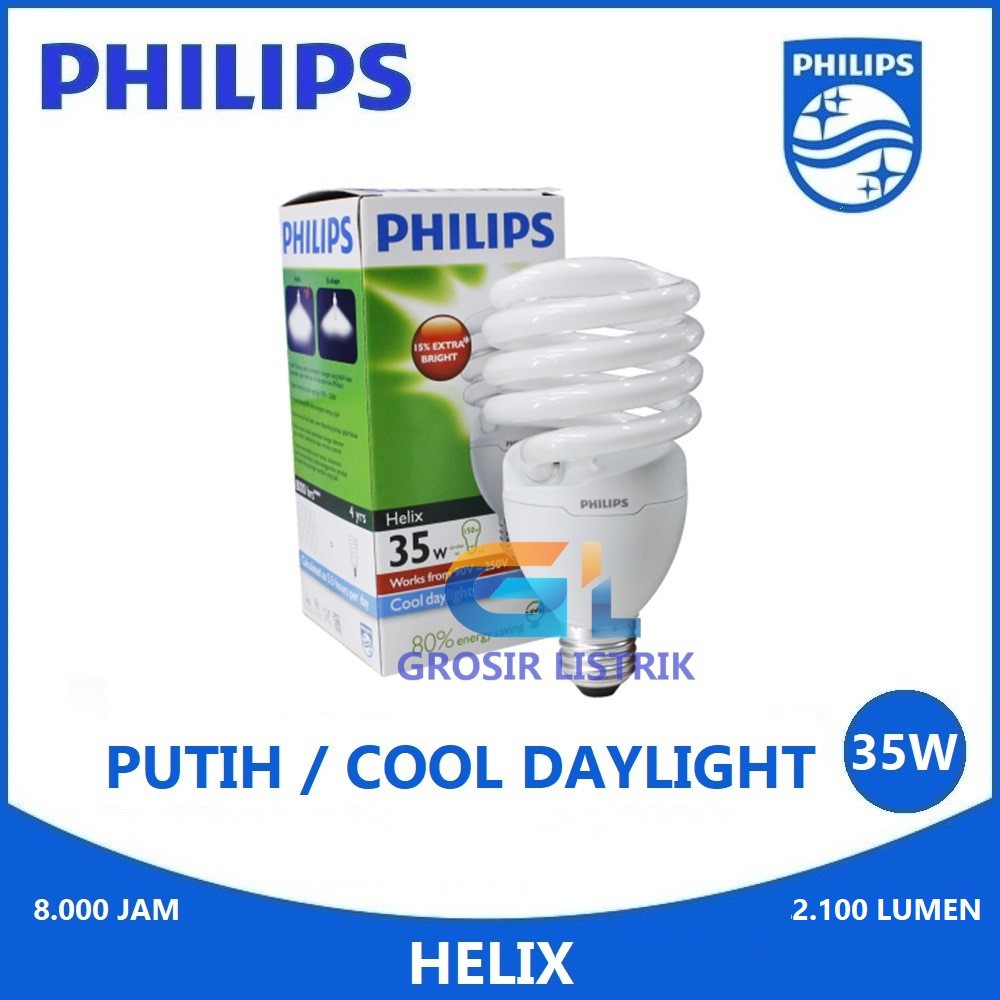 Jual Lampu Philips Helix 35W Putih Cool Daylight 6500K Spiral Tornado ...