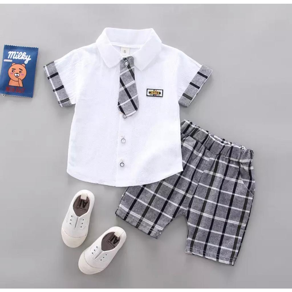 Jual PROMO SETELAN KEMEJA ANAK BAJU ANAK LAKI LAKI SETELAN DASI ANAK 1 ...