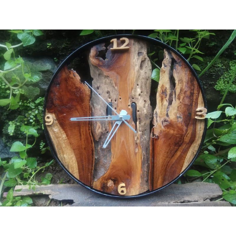 Jual jam dinding bulat klasik full jati asli diameter 40cm | Shopee ...