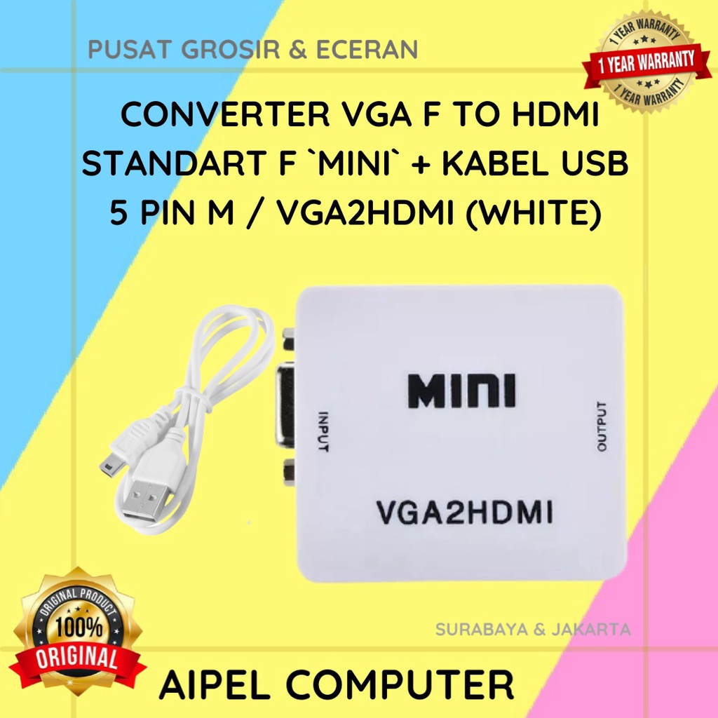 Jual VGA2HDMI | CONVERTER VGA F TO HDMI STANDART F `MINI` + KABEL USB 5 ...
