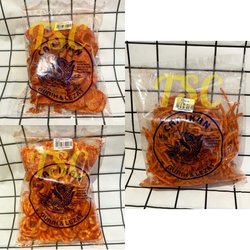 Jual Kerupuk Cap Ikan Sayur Pedas / Keong Pedas / Kerupuk Lidi / Krupuk ...