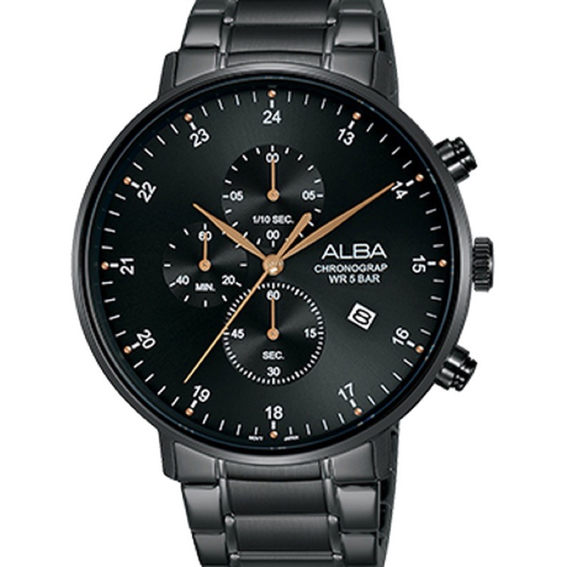 Jual ALBA AM3605 Chronograph Stopwatch Full Black ORIGINAL | Shopee ...