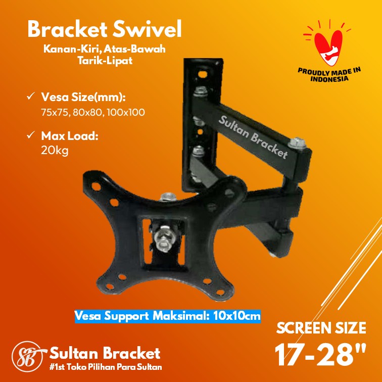 Jual Bracket Swifel/Swivel TV Monitor LED LCD 17 22 24 27 28 29 Inch ...