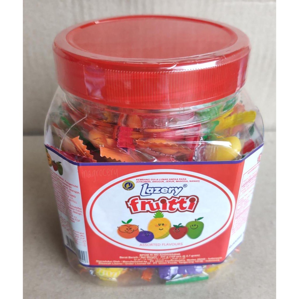 Jual LAZERY FRUTTY ASSORTED CANDY TOPLES 337gr 125pcs | Shopee Indonesia