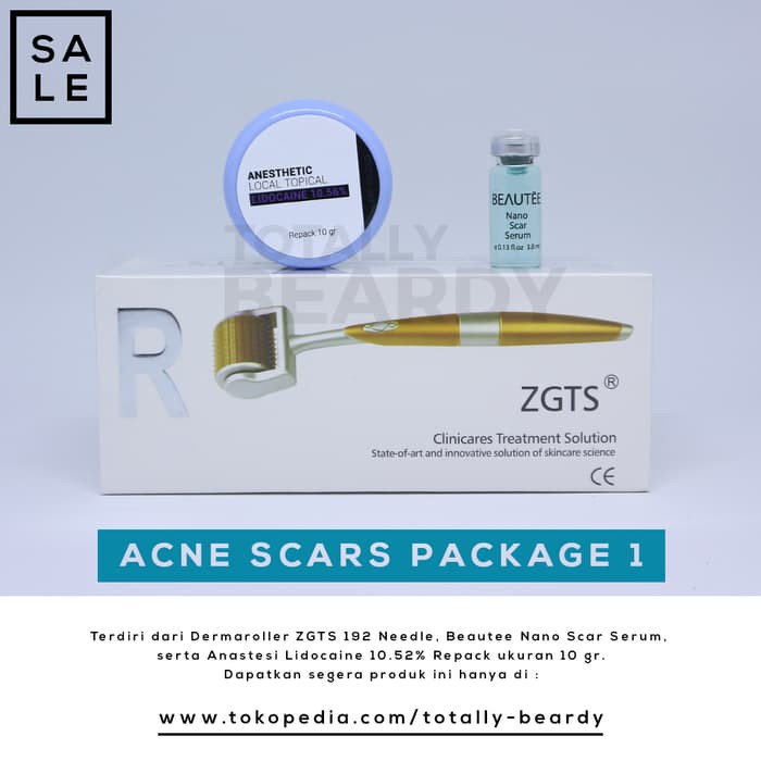 Jual Acne Scars Package 1 (Dermaroller ZGTS + Nano Scar Serum + Anesten) | Shopee Indonesia