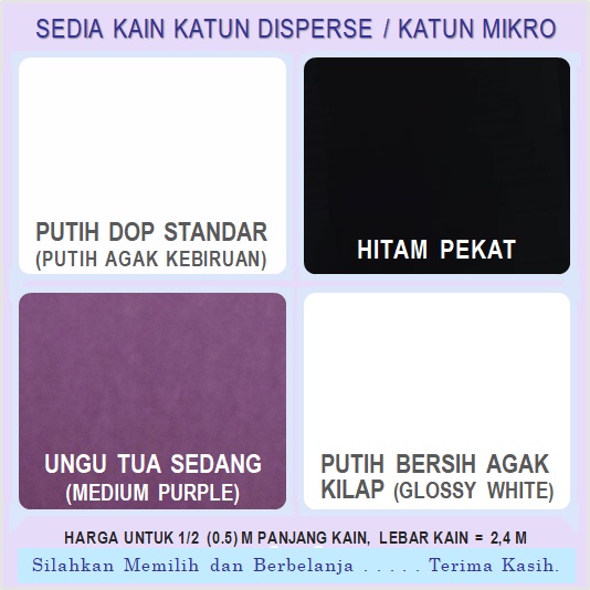 Jual Kain Polymicro Warna PUTIH DOP (kebiruan), PUTIH AGAK KILAP ...