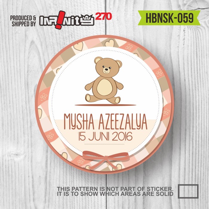 Jual sticker label souvenirs hampers ulang tahun aqiqah man yue HBNSK ...