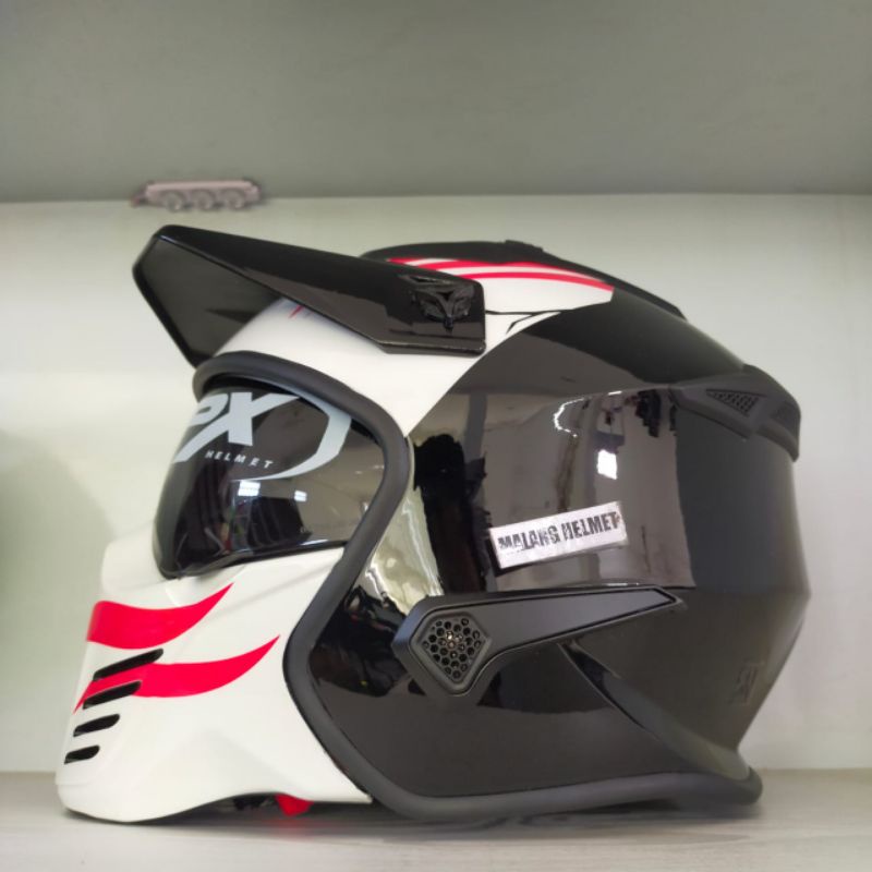 Jual Helm Modular JPX 726r MX03 WOLF Black White | Shopee Indonesia