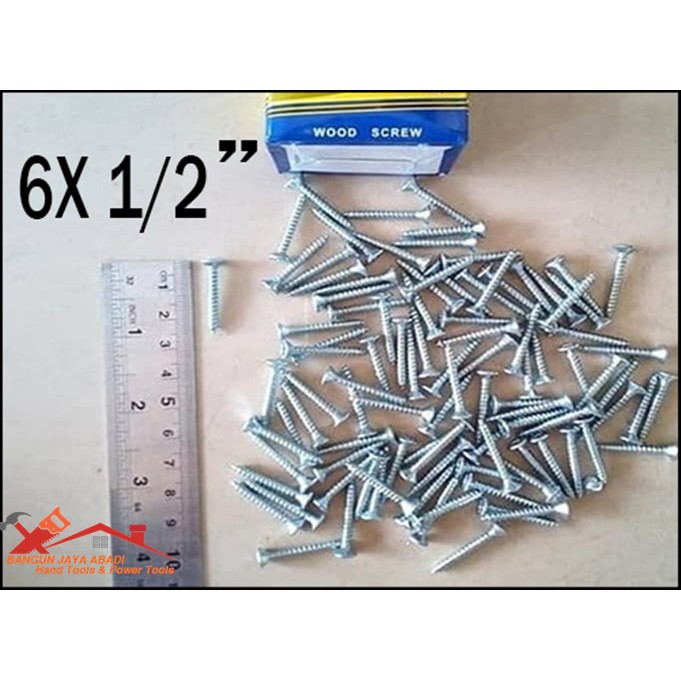 Jual BJ SEKRUP KAYU 1/2" X 6MM ISI 100 PCS/ WOOD SCREW / TAPING SKRUP ...