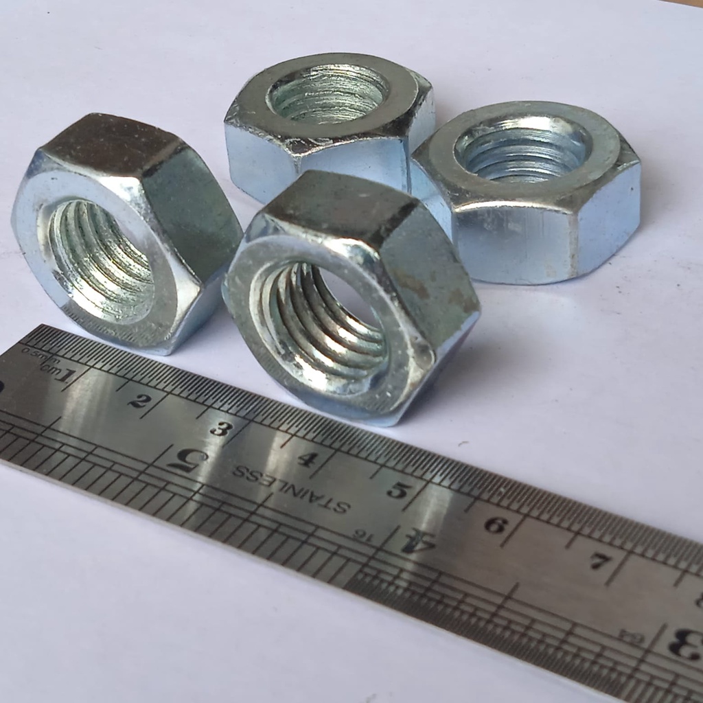 Jual MUR PUTIH M14 KUNCI 22 MUR HEX NUT 14 MM MUR GALVANIS M14 PITCH ...