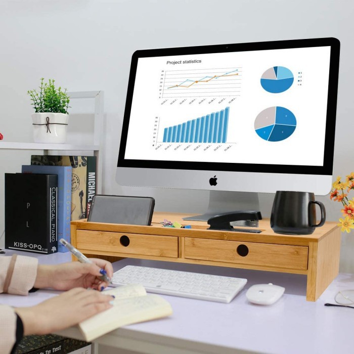 Jual stand monitor kayu minimalis - Meja monitor | Shopee Indonesia