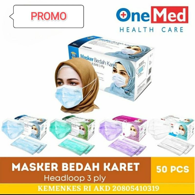 Jual Masker Hijab Medis 3ply OneMed Box 50pc / Promo Murah | Shopee ...