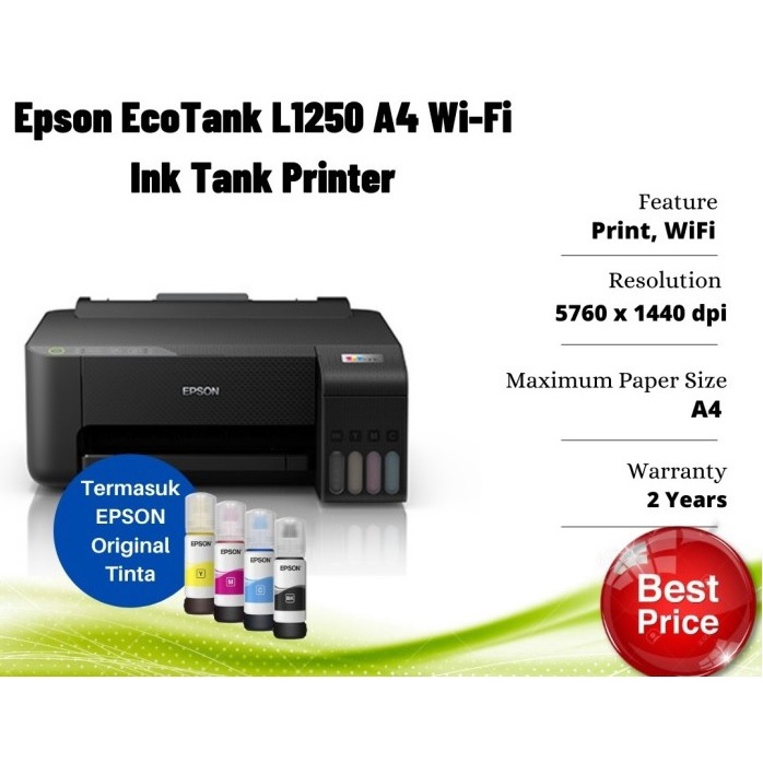 Jual Printer Epson EcoTank L1250 Wi-Fi Wireless Ink Tank | Shopee Indonesia