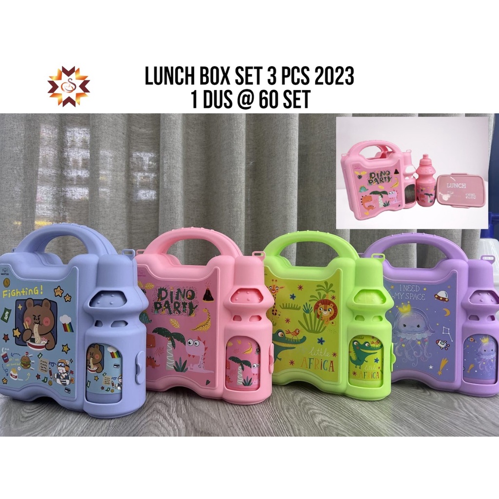 Jual LUNCH BOX SET BOTOL MINUM/TEMPAT MAKAN MURAH/KOTAK MAKAN VIRAL | Shopee Indonesia