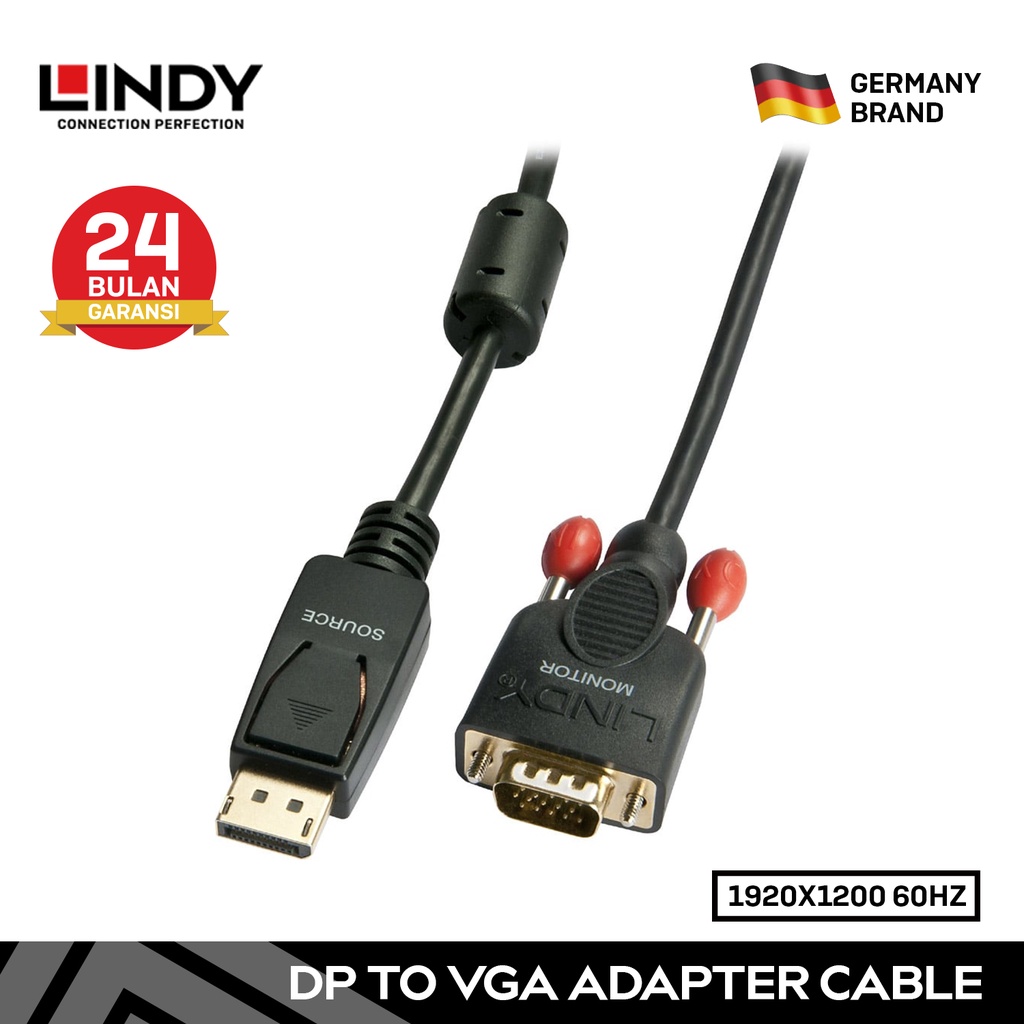 Jual LINDY 41941 1M Kabel Passive Adapter DP DisplayPort to VGA Cable ...