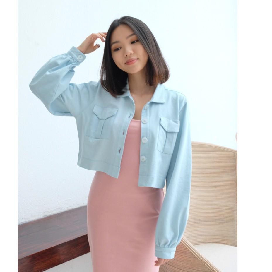 Jual E9J O-0140 Crop Jacket Pastel Premium JSN (Model Baru) | Shopee Indonesia