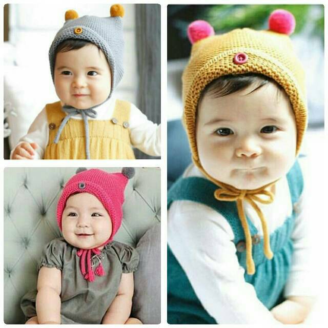 Jual Topi Kupluk Rajut Ikat Tali Lucu Pink Abu Kuning Murah Musim ...