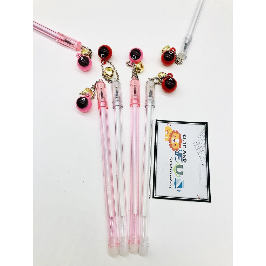 Jual (12 PCS) GEL PEN GANTUNGAN SQUID GAME 9023 / BALL PEN / PENA KPOP ...