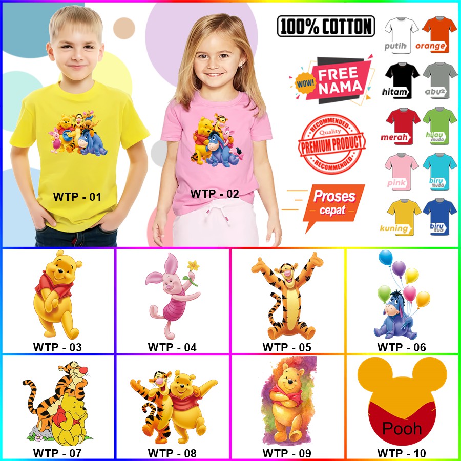 Jual Baju Kaos ANAK DAN DEWASA WINNIE THE POOH COUPLE (FREE NAMA ...