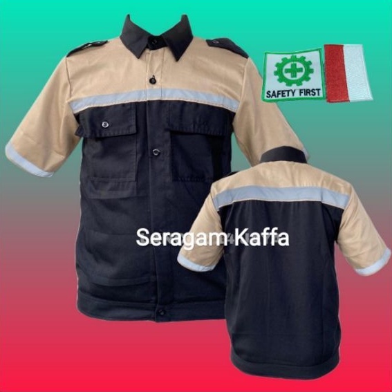 Jual Wearpack Safety Seragam Kerja bengkel kombinasi lengan pendek ...