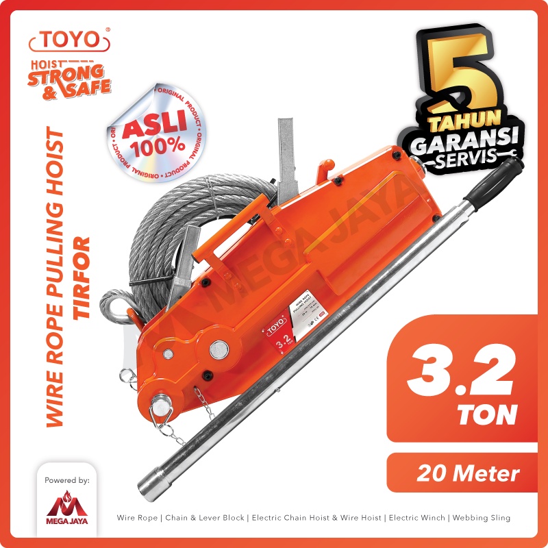 Jual TOYO Wire Rope Pulling Hoist / Tirfor 3.2 Ton x 20 Meter | Shopee ...