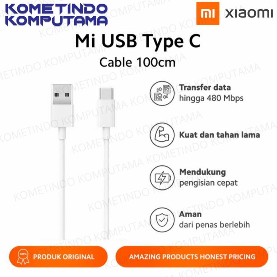 Jual Xiaomi Mi Kabel 1M Tipe C Kabel Data USB Port 1M White Type C ...