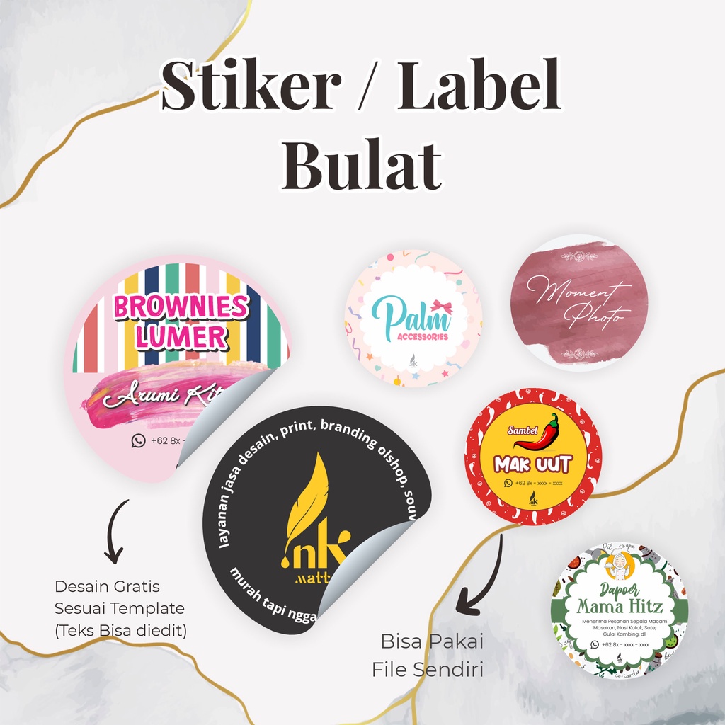 Jual STIKER LABEL BULAT LOGO / PRODUK / MAKANAN / MINUMAN / COOKIES ...