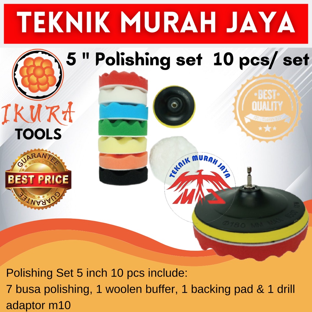 Jual IKURA Busa Spon Poles Mobil 3" inch Set Sponge Polishing 10Pcs ...