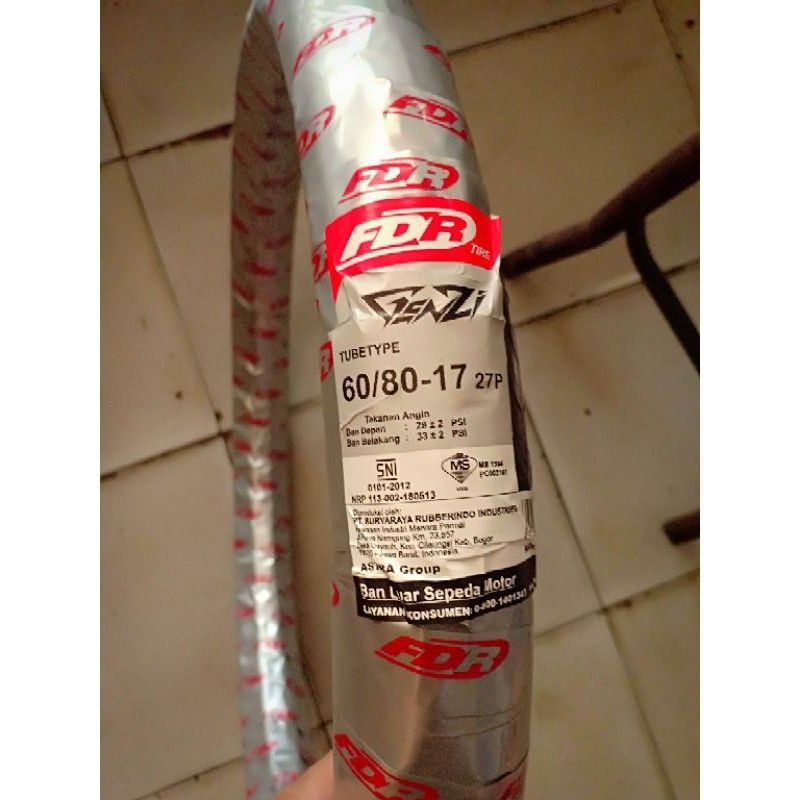 Jual ban luar fdr genzi ring 17 ukuran 60-80/17 ban motor | Shopee Indonesia