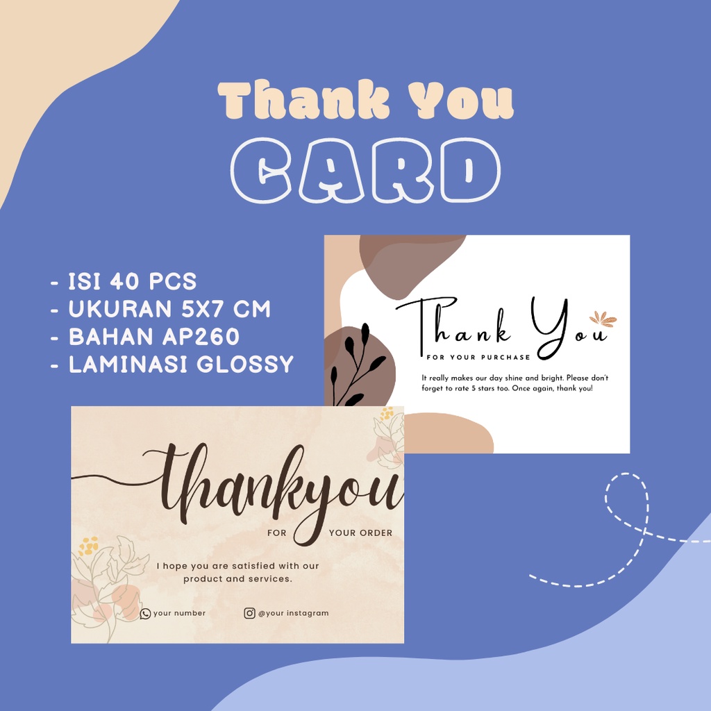 Jual Thank You Card/Thanks Card/Kartu Ucapan Terima Kasih/Thx Card/Kartu Ucapan/Thankyou Card ...