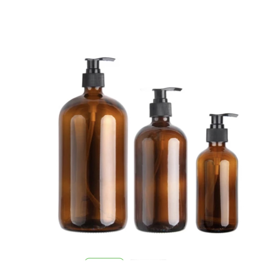 Jual Botol Pump 120ml 240ml 480ml / 500ml Botol Kaca Amber Pump Treatment Farmasi Kosmetik ...