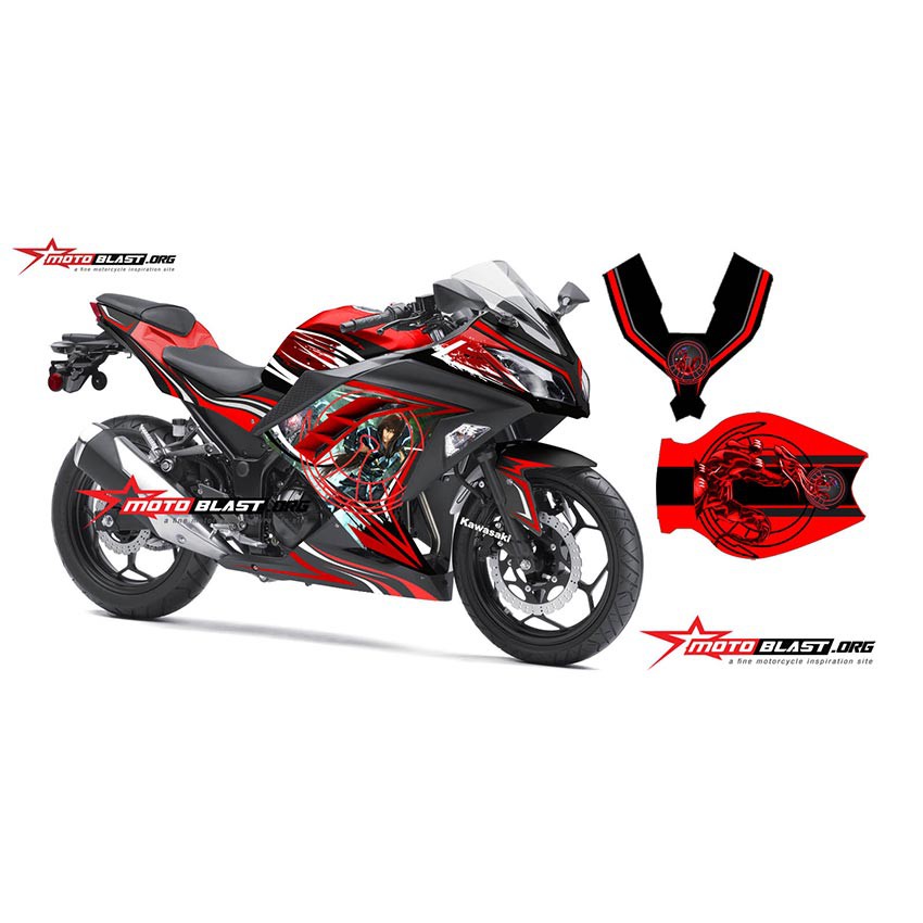 Jual Decal Stiker NINJA 250R FI LIVERY RED SHIRYU SAIYA v.1 FULL BODY ...
