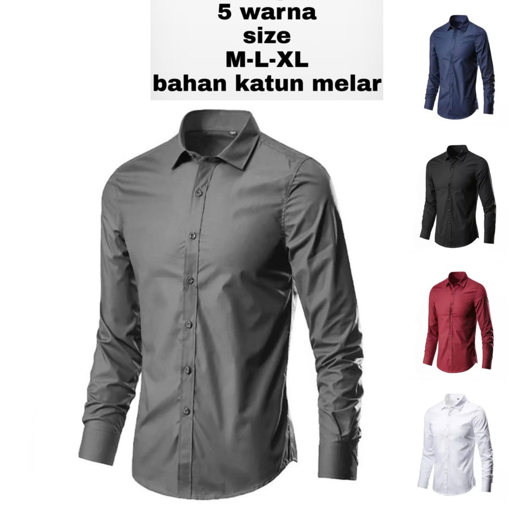Jual KEMEJA FORMAL LENGAN PANJANG BAHAN MELAR/HEM PRIA SLIMFIT/KEMEJA ...