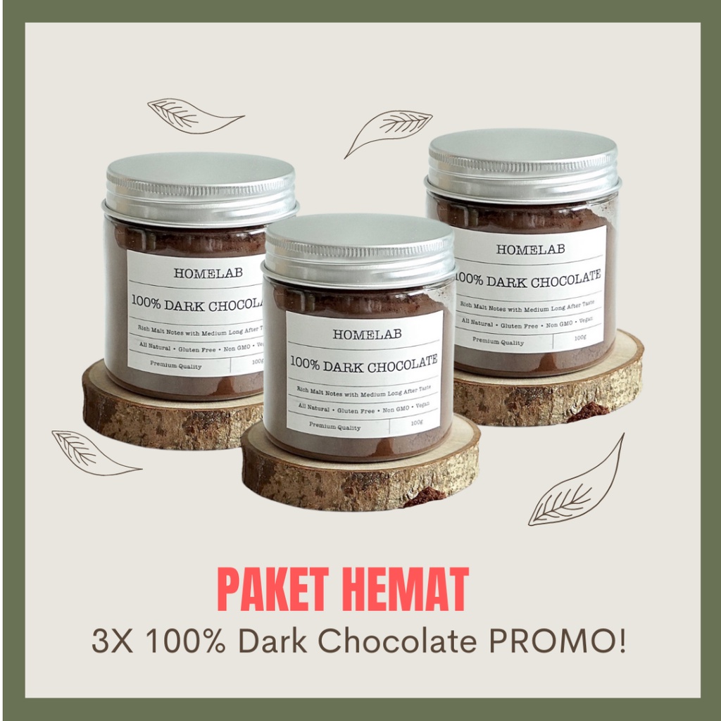 Jual Homelab 3 X 100% Dark Chocolate Powder / Bubuk Coklat Asli Premium ...