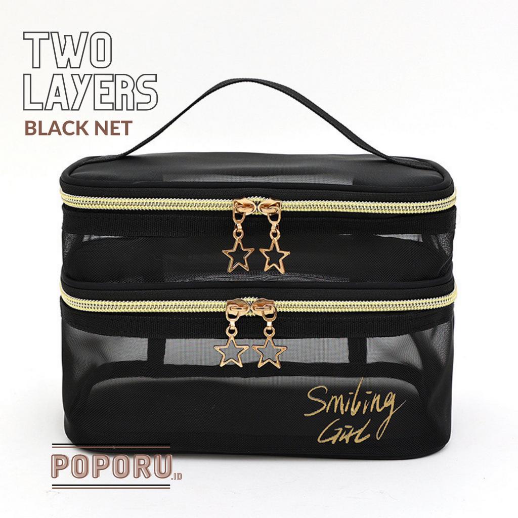 Jual POPORU BLACK NET pouch 6 types - Travel cosmetics bag organizer ...