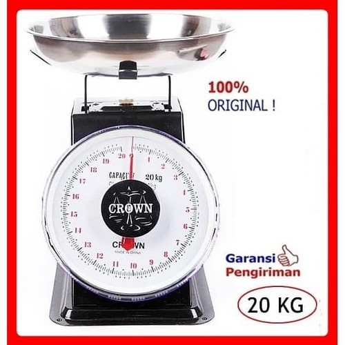 Jual Timbangan CROWN 20kg Besi Stainless Jarum Analog Manual Duduk Sembako Telor Kue Tepung Buah ...