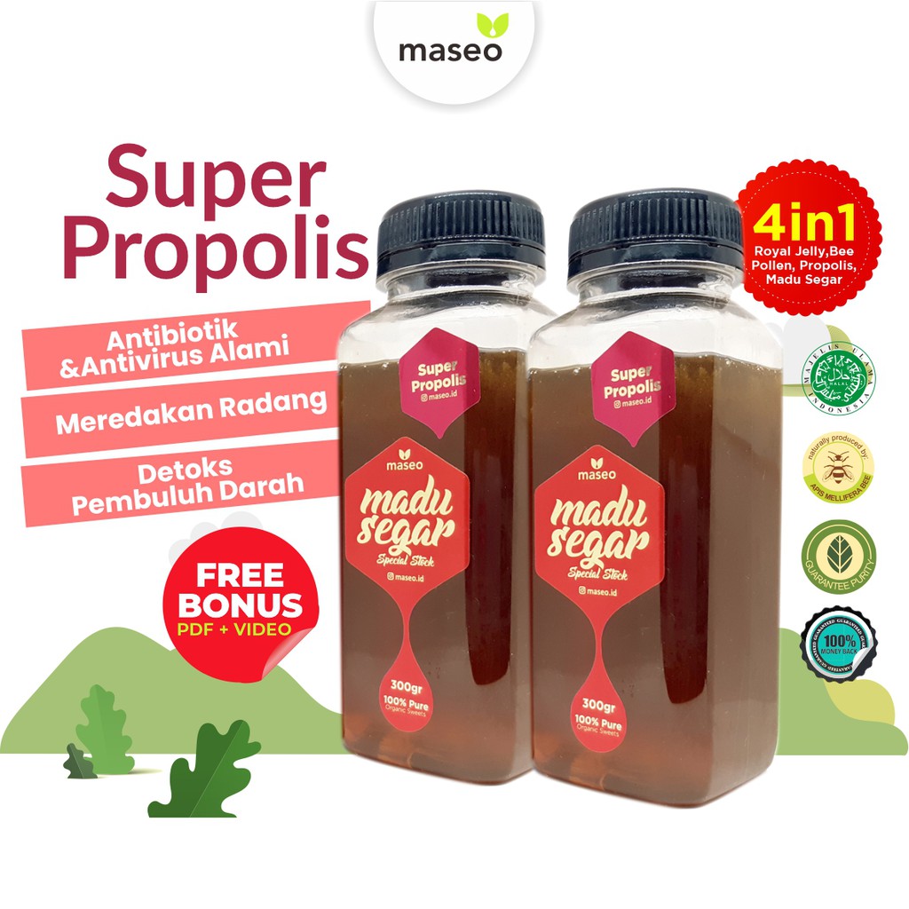 Jual PAKET HEMAT Madu Propolis Super Maseo 600gr 4 in 1 Royal Jelly ...