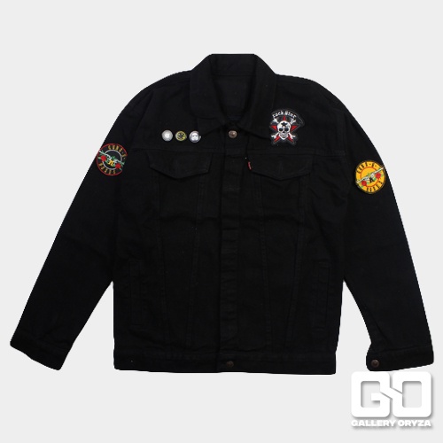 Jual JAKET JINS PRIA HITAM PEKAT SUDAH TERPASANG EMBLEM - JAKET JINS ...