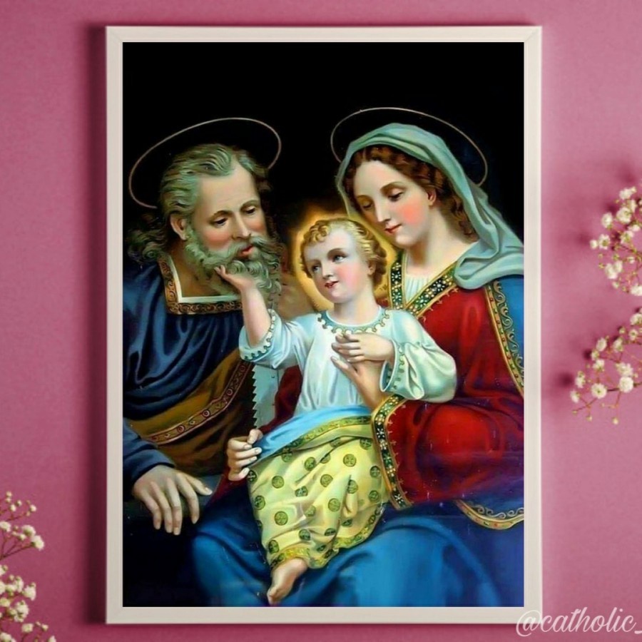 Jual Hiasan dinding gambar Keluarga Kudus poster rohani Katolik 30x40cm ...