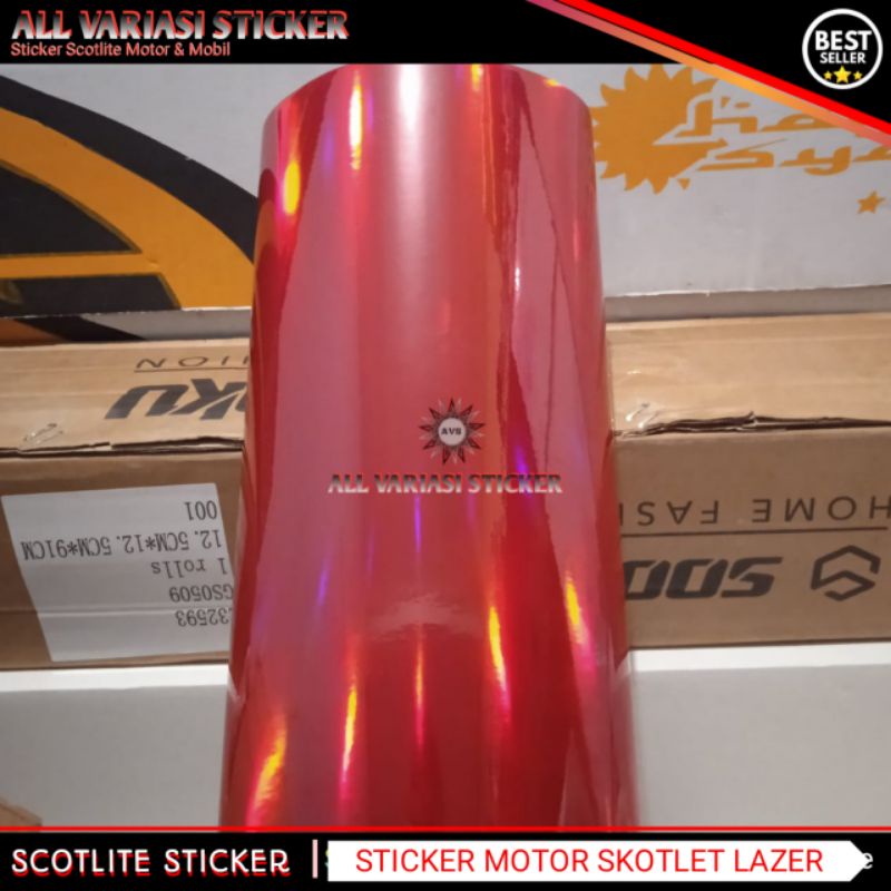 Jual Stiker warna merah metalik laser / scotlite hologram skotlet motor ...