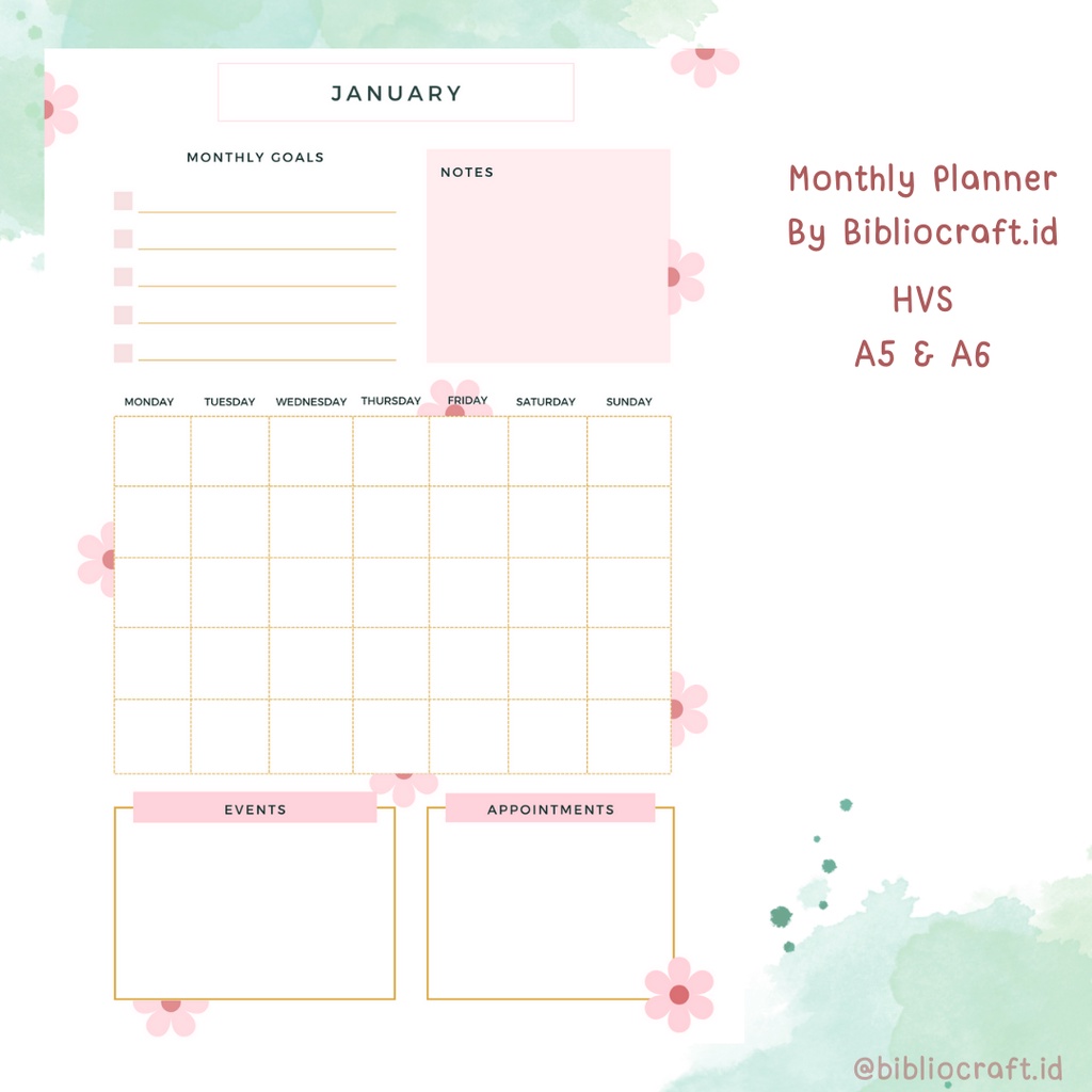 Jual Loose Leaf | Isi Binder Monthly Planner | 20 holes | 20 Lubang | 6 ...